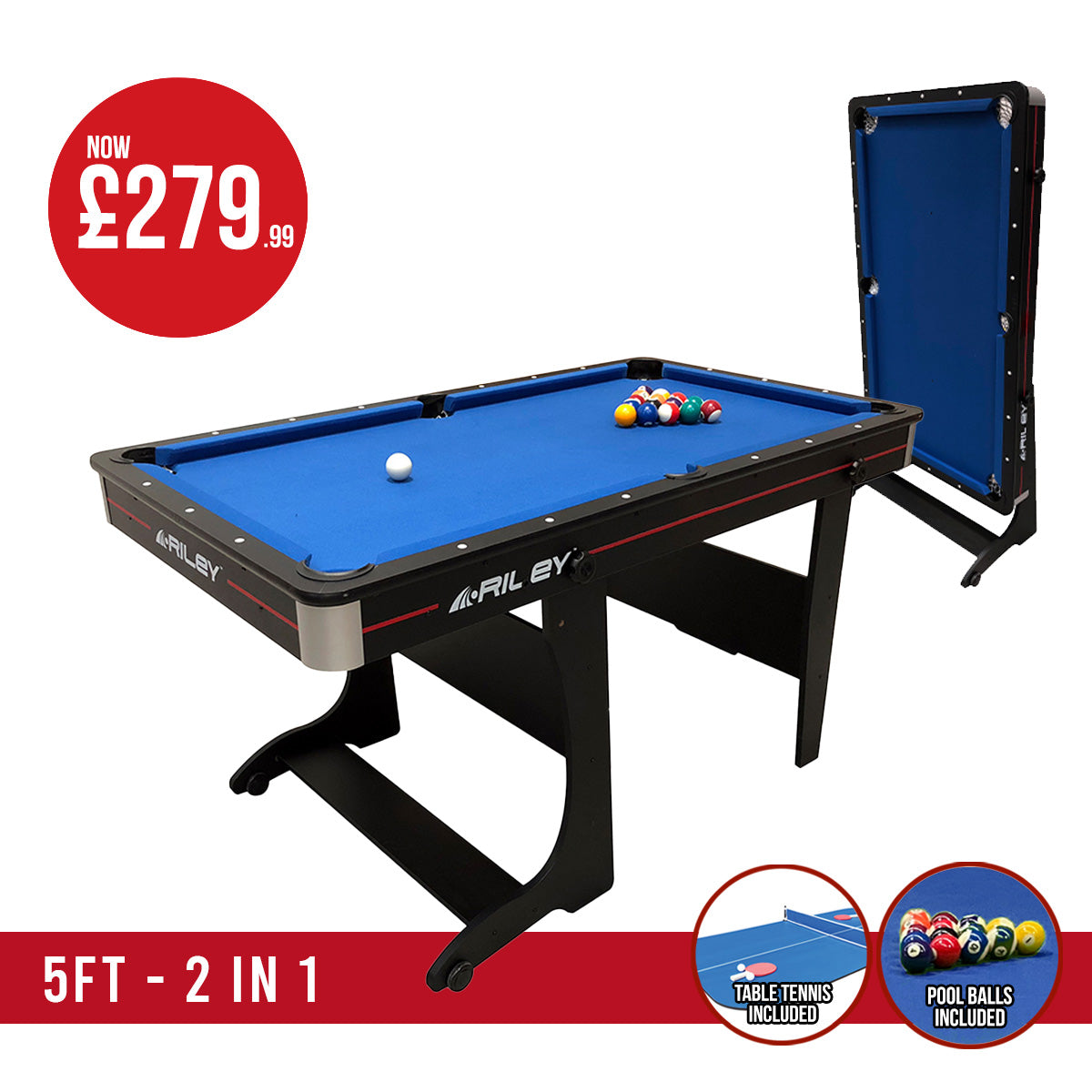 Riley 5Ft 2in1 Vertical Folding Pool Table | Riley BCE – www.rileybce.com