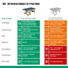 BCE 6Ft 2in1 Vertical Folding Pool Table | Riley BCE – www.rileybce.com