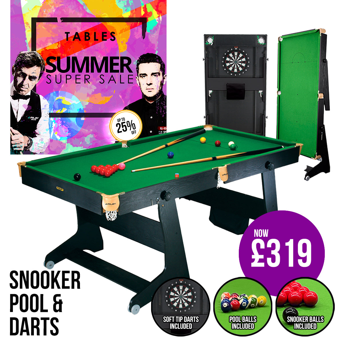 Riley 6Ft 3in1 Folding Snooker Table | Riley BCE – www.rileybce.com